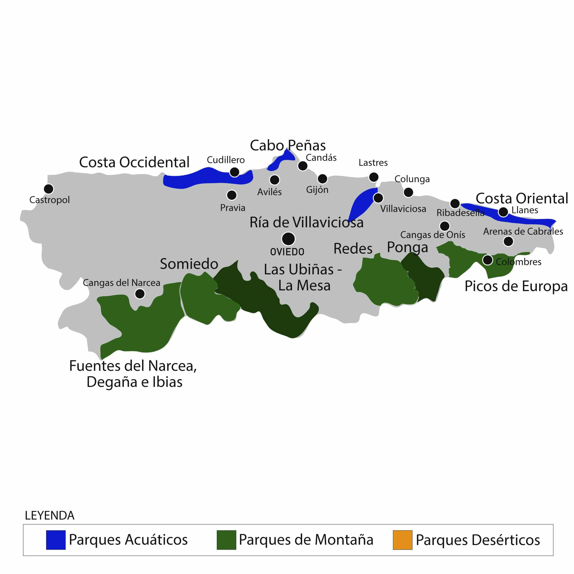 Asturias mapa turístico foto - Blackdragontours.com